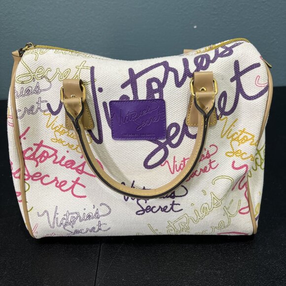 Victoria's Secret | Bags | Victorias Secret Logo Satchel Bag Canvas ...